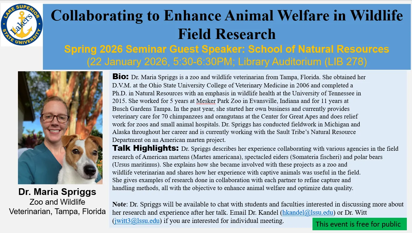 SNR Speaker: Collaborating to Enhance Animal Welfare in Wildlife Field ...